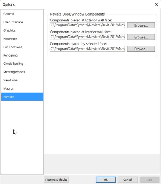 Component browser - how to nest elements to door and window families